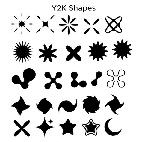 Premium Vector Free Vector Black And White Y2k Shapes Set