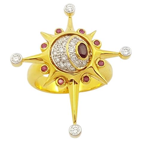 Ruby With Diamond Ring Set In 18k Gold Settings For Sale At 1stdibs