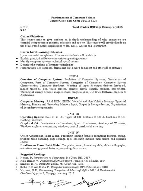 Mca Syllabus 1st Year 2020 Pdf Databases Computer Network