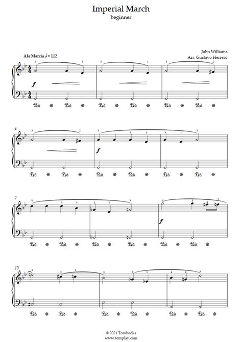 钢琴 Sheet Music 星球大战 帝国进行曲 初级 与管弦乐团 约翰·威廉斯