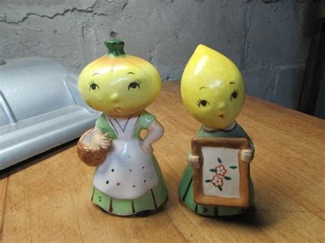 Vintage Napco Anthropomorphic Fruit Vegetable Salt And Pepper Shakers