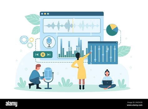 Sound Editing Music Production Vector Illustration Cartoon Tiny