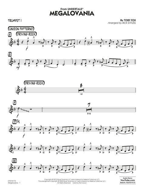 Megalovania Arr Rick Stitzel Trumpet 1 By Toby Fox Sheet Music For