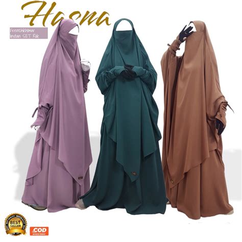 Instant French Khimar Set Premium Material Shopee Malaysia