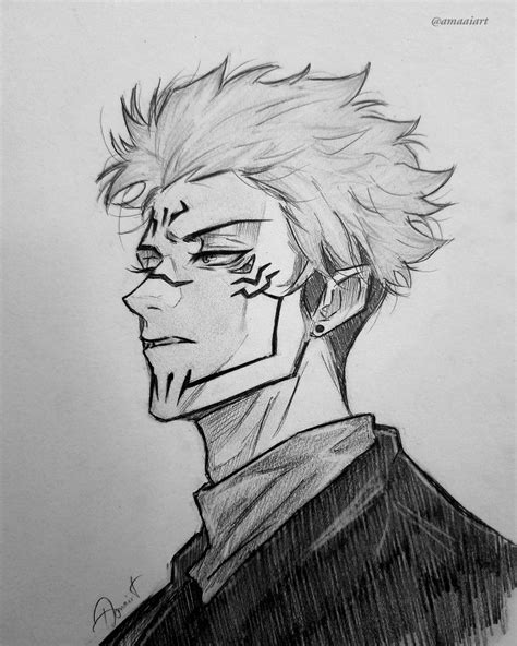 Easy Anime Sketch How To Draw Ryomen Sukuna Jujutsu Kaisen Postgray