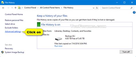 Delete Older Versions Of File History In Windows 10 Tutorials