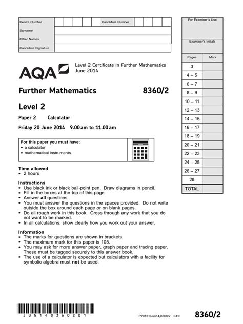 Mathspaper2questioncalc June2014 Pdf Trigonometric Functions Sine