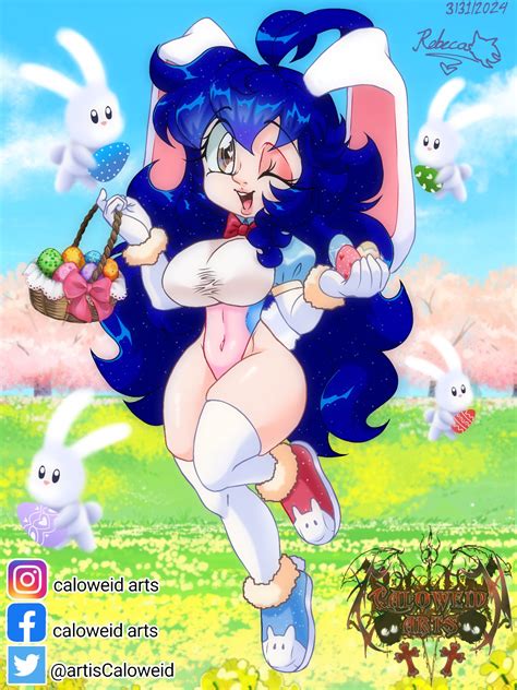 Rule 34 Artistcaloweid Blue Hair Breasts Brown Hair Bunny Costume