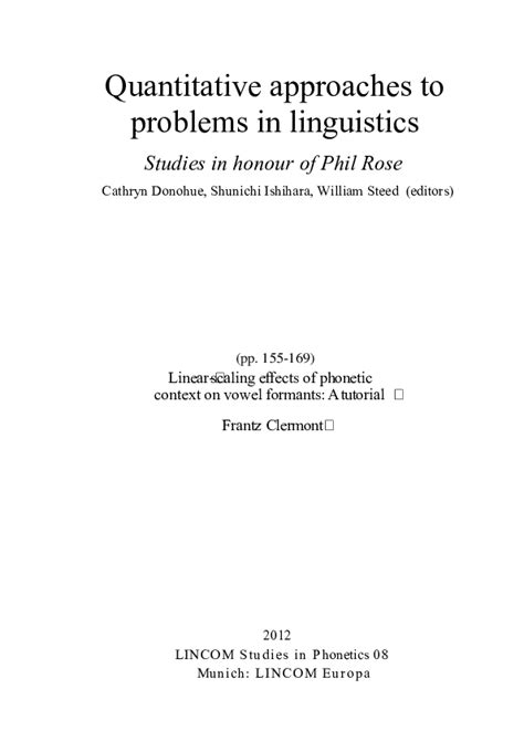 Pdf Linear Scaling Effects Of Phonetic Context On Vowel Formants A