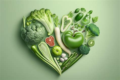Premium Ai Image Green Vegetables In The Shape Of A Heart Vegan Concept Neural Network Ai