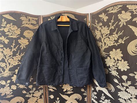 French Moleskin Chore Jacket Vintage Le Mont St Michel Workwear Jacket