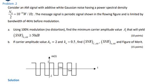 Solved Problem Consider An AM Signal With Additive White Chegg