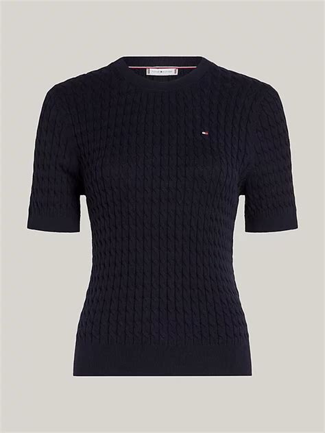 Curve Slim Fit Kurzarm Pullover Blau Tommy Hilfiger