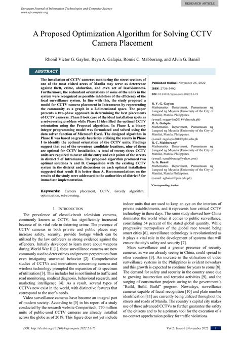 PDF Proposed Optimization Algorithm For Solving CCTV Camera Placement