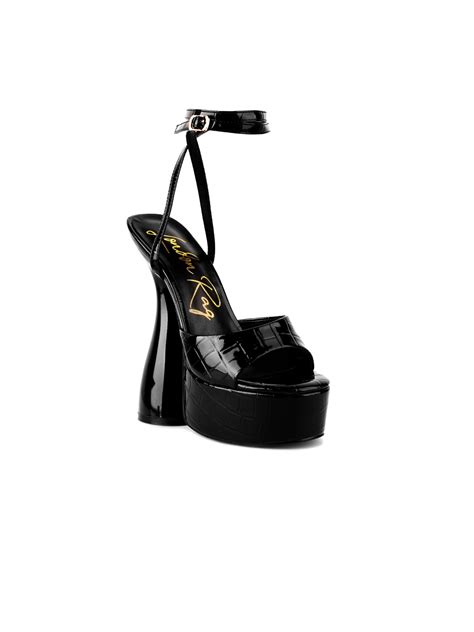 Buy London Rag Black Textured PU Party High Top Block Heels Heels For Women Myntra