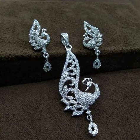Party Casual Wear Stylish Design Silver Plated Peacock Pendant Set At Rs Set Onwards In Mumbai