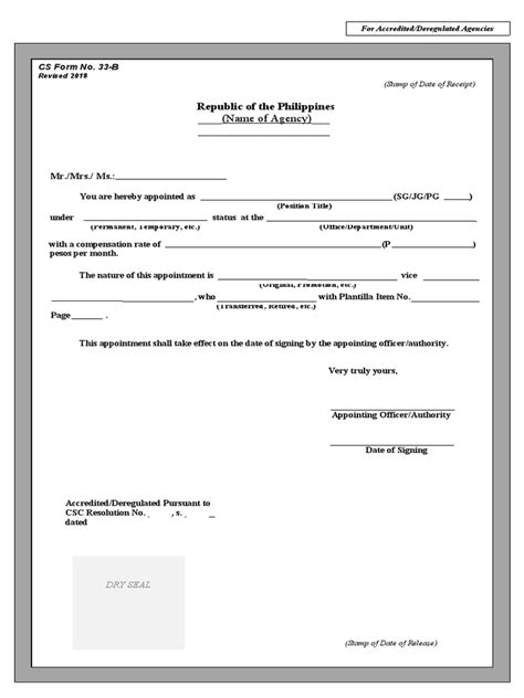 Cs Form No 33 B Appointment Form Accredited Pdf Judiciaries Public Law