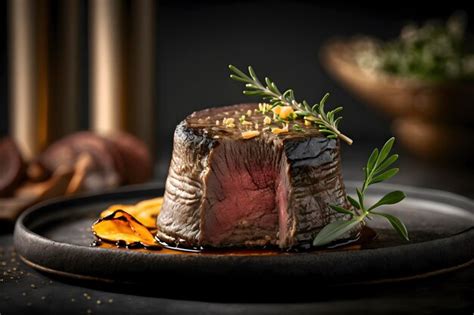 Premium Ai Image Juicy Grilled Beef Fillet Steak On A Plate