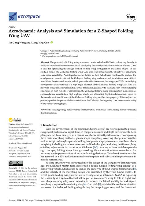 Pdf Aerodynamic Analysis And Simulation For A Z Shaped Folding Wing Uav