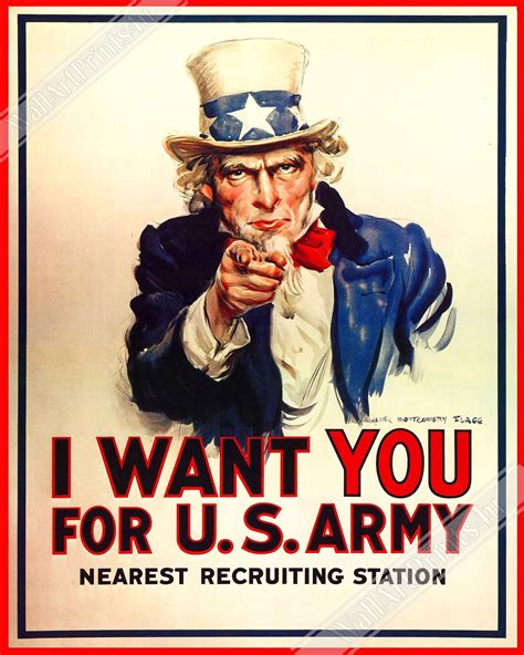 Uncle Sam Poster World War 1 Poster Print Vintage Us World War 1