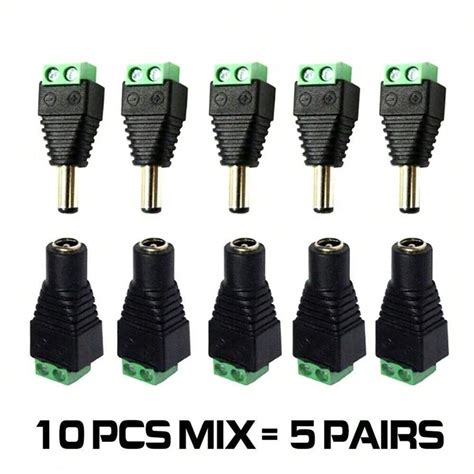 10pcs 5F 5M 12V Male To Female Power Jack Connector Adapter Plug For CCTV Security Cameras LED
