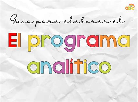 Programa Analítico Los Materiales Educativos