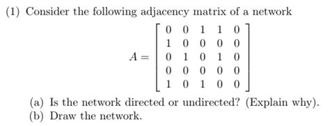 1 ﻿consider The Following Adjacency Matrix Of ﻿a