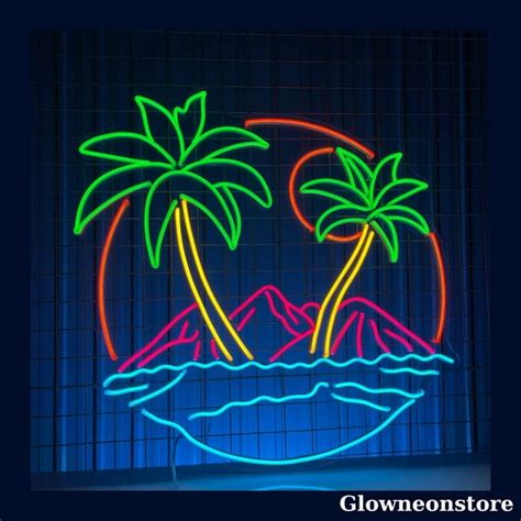 Glowneon Palm Tree Neon Sign Palm Tree Led Sign Beach Bar Decor Sun