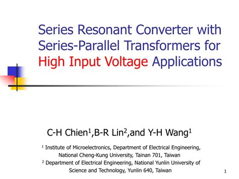 Ppt Series Resonant Converter With Series Parallel Transformers For