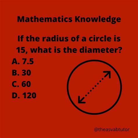 The Asvab Tutor Presents Math Knowledge Question On Radius And Diameter The Asvab Tutor