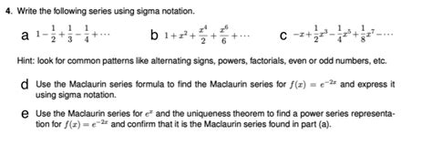 Solved Write The Following Series Using Sigma Notation Chegg