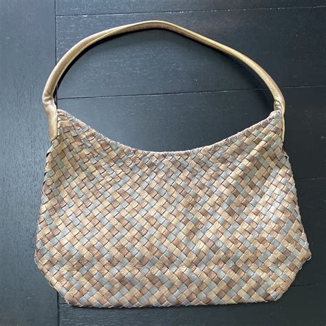 Fossil Hobo Leather Bag Woven Leather Gold Bronze … Gem