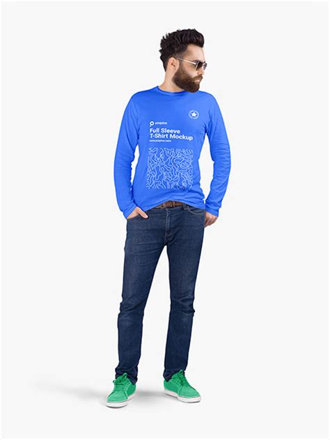 Men Crew Neck Full Sleeves Shirt Mockup