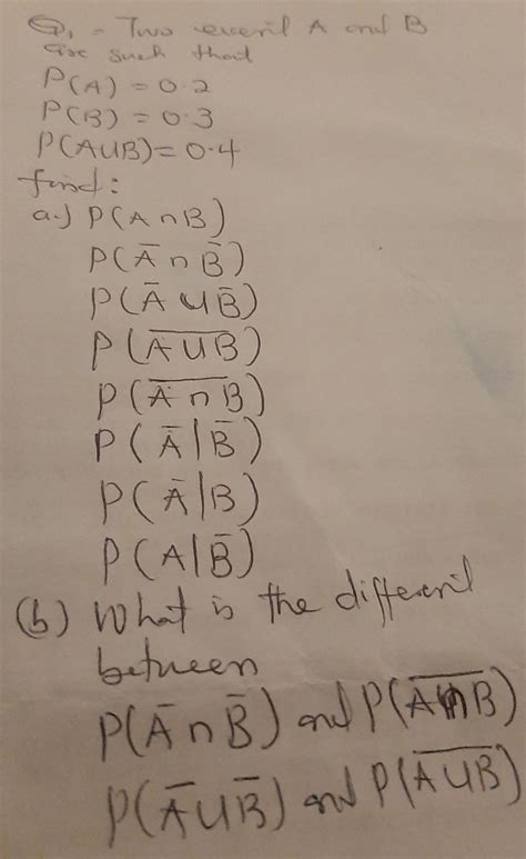 solved q1 are sur th that 1 p p p p p p b 0 3p a∪b 0 4