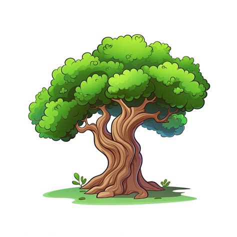 Premium Photo 2d Flat Tree Cartoon Style On White Background