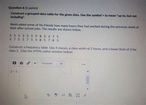Solved Question 6 6 Points Construct A Grouped Data Table