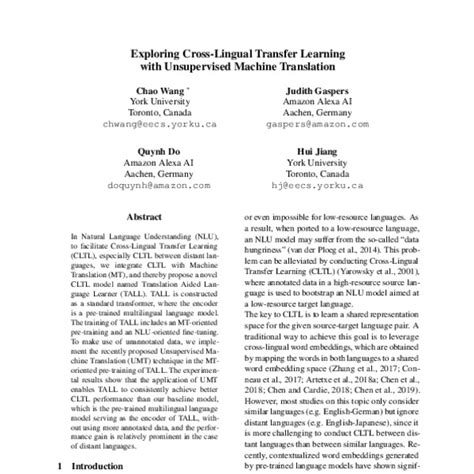 exploring cross lingual transfer learning with unsupervised machine
