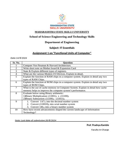 Assignment1 Functional Units Of Computer Pdf