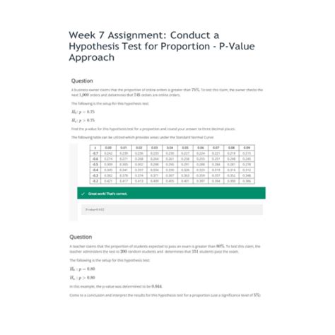 Math N Week Assignment Conduct A Hypothesis Test For Proportion