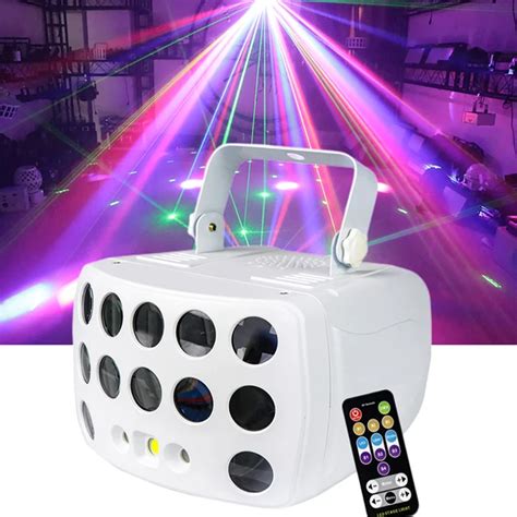 Rgbw Led 스트로브 레이저 라이트 나비 멋진 무대 조명 효과 리모컨 Dmx 512 빔 프로젝터 Dj 디스코 파티 댄스용
