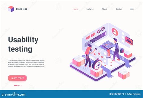 Usability Mobile Application Testing Isometriclanding Page Website App Development Stock Vector