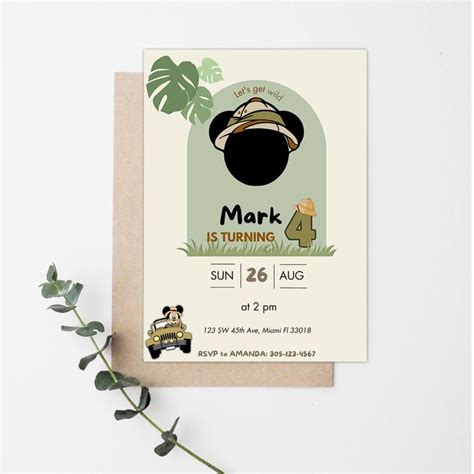Mickey Safari Digital Invitation Customizable And Printable Artofit