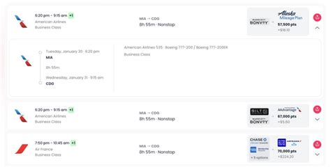 57500 Pts American Airlines Business Class From Miami To Paris On 130