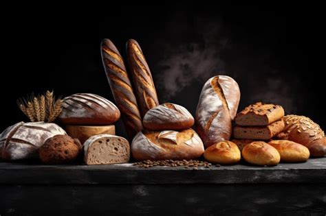 Premium AI Image Different Types Of Bread Rolls And Pastries Food Concept Generative Ai