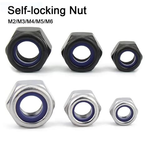 10pcs Durable 304 Stainless Steel Self Locking Nut M2 M3 M4 M5 M6 Hex
