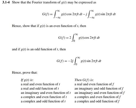 solved 3 1 4 show that the fourier transform of g t may be