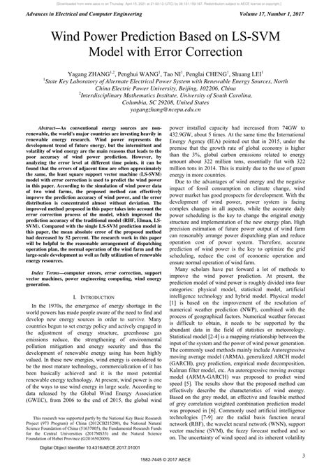 Pdf Wind Power Prediction Based On Ls Svm Model With Error Correction
