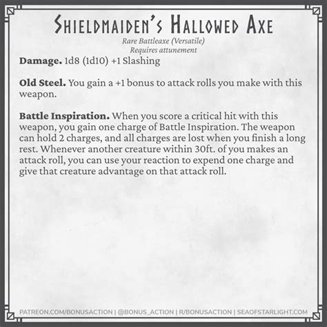 Shieldmaidens Hallowed Axe Rbonusaction