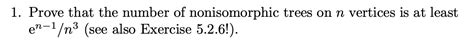 Prove That The Number Of Nonisomorphic Trees On N Chegg