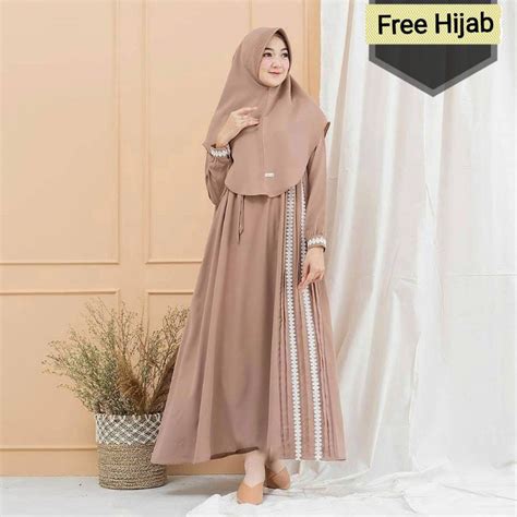 Jual Baju Gamis Dress Busui Wanita Syari Muslim Free Plus Khimar Hijab Jilbab DESVITA SYARI